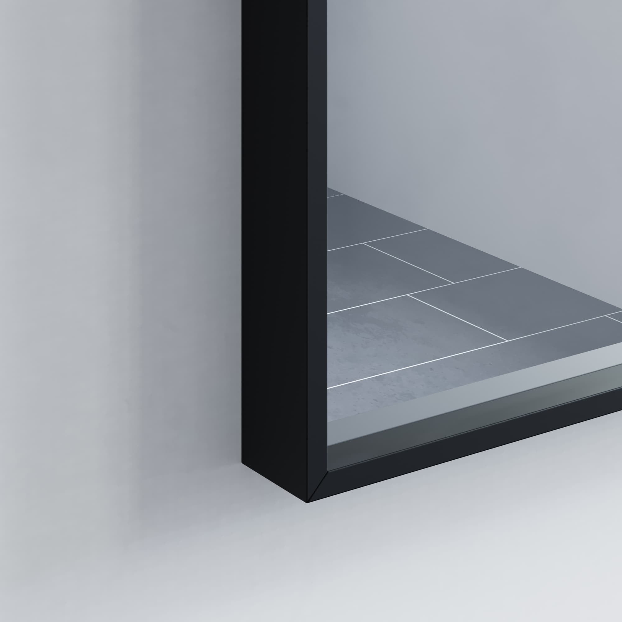 Catton Large Wall Mirror - Rectangle 32" High Black for Bathroom and ...