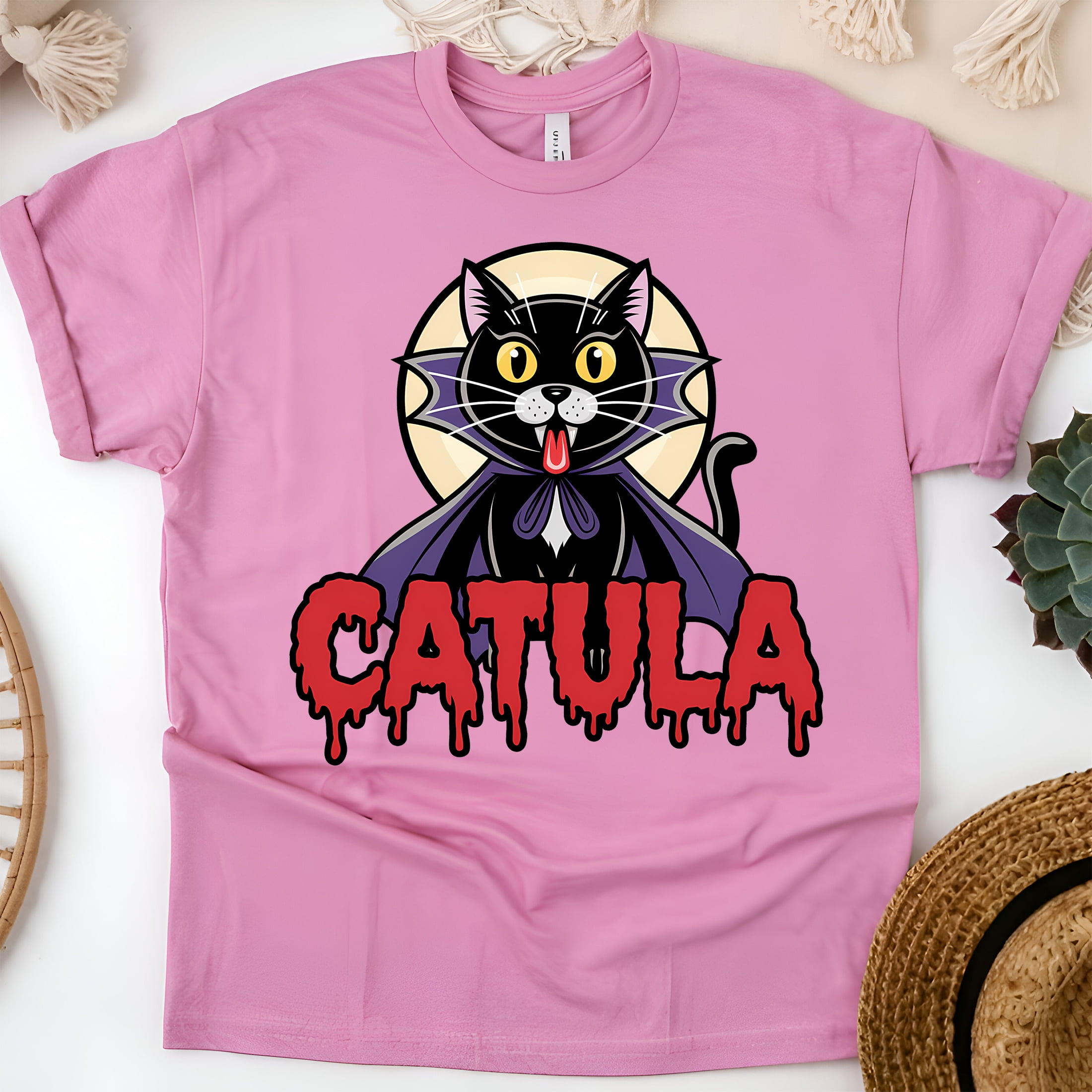 Catula Vampire Cat Halloween Shirt, Funny Dracula Cat Costume Tee ...