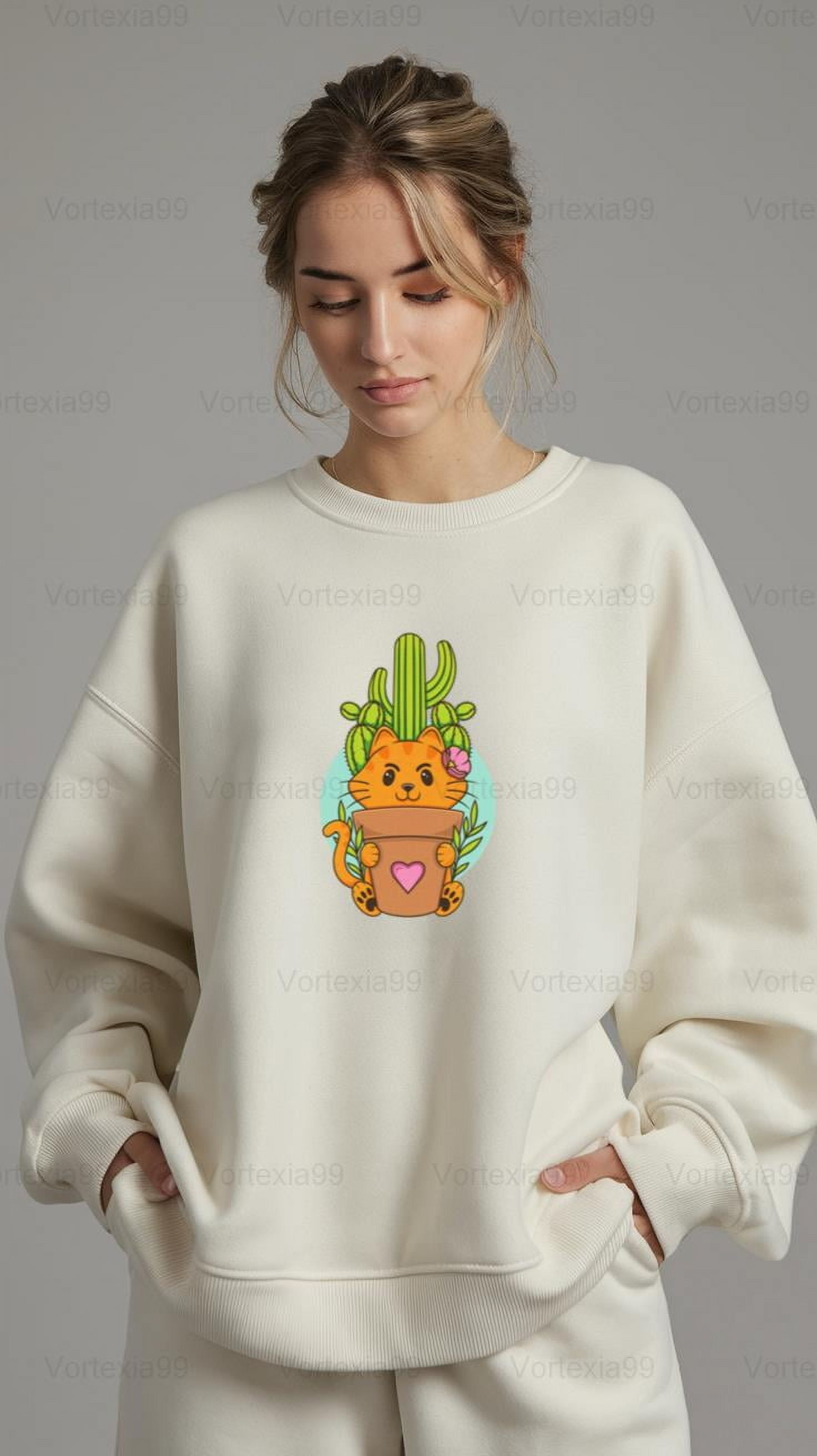 Catus Funny Cactus Cat Hybrid Cute Nature Lover Sweatshirt - Walmart.com