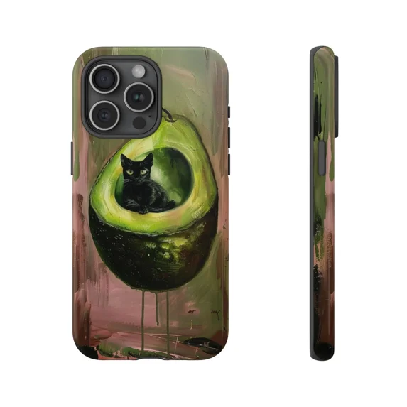 Catvocado Seed Pits Avocado Cat Cute Case for iPhone 17 through 11 Pro ...