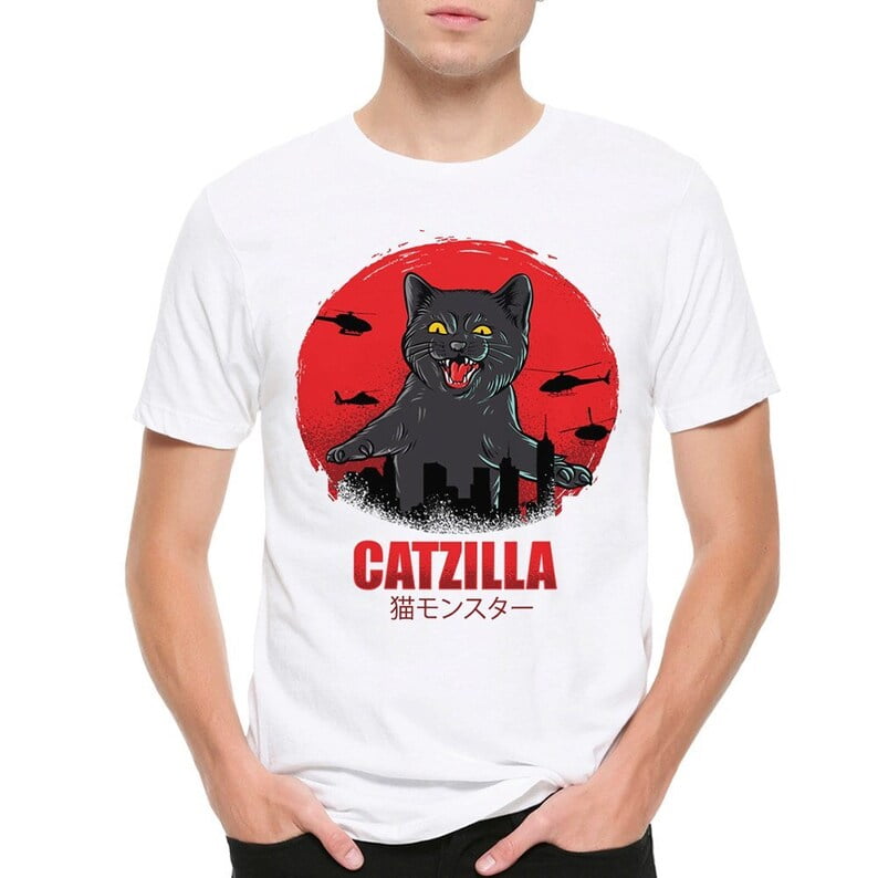 Catzilla Attacks T-Shirt / Men's Women's / Cotton Tee - Walmart.com