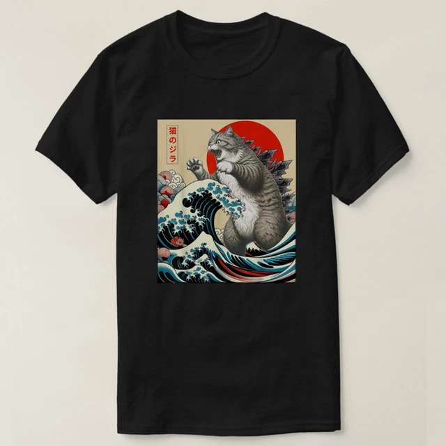 Catzilla Cat Japanese Art Funny Cat Gifts For Men Women Kid T-Shirt ...