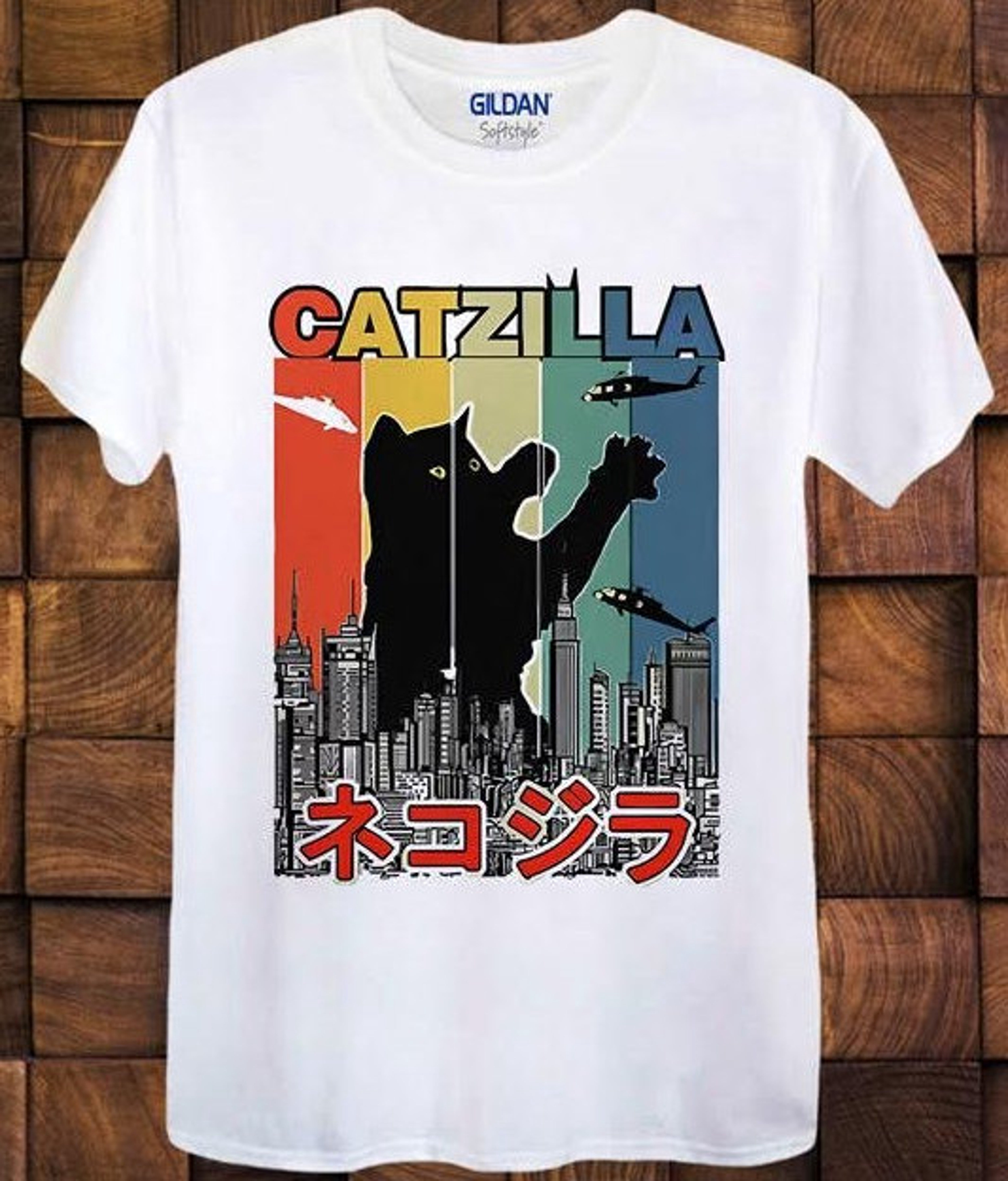 Catzilla Cat Kitten Lover Warm Kitty King Pawster Sunset T Shirt Cat ...