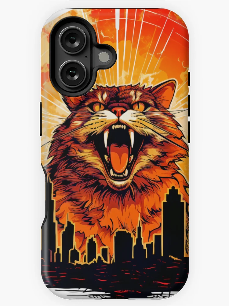 Catzilla Cat Rampaging Through City Cartoon Phone Case for 11/12/13/14 ...