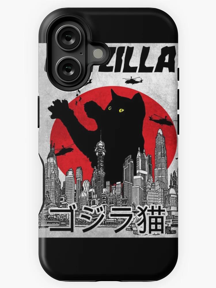 Catzilla Cute Cartoon Cat Artwork Phone Case for 11/12/13/14/15/16 Pro ...