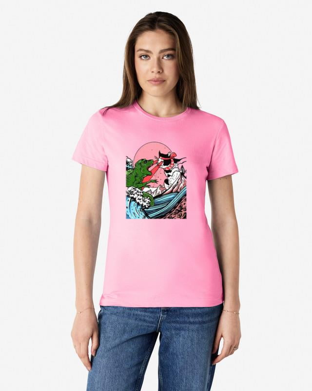 Catzilla Dinosaur Wave Monster Horror Scene Ocean Mashup Tee Unisex T ...