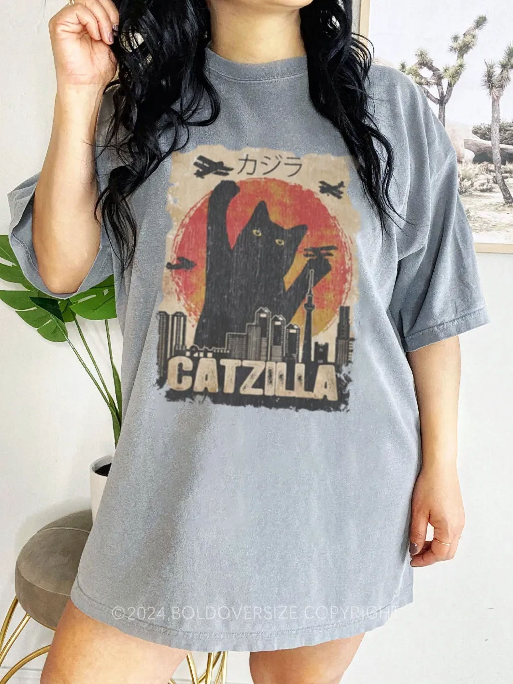 Catzilla Funny Black Cat Tee - Walmart.com
