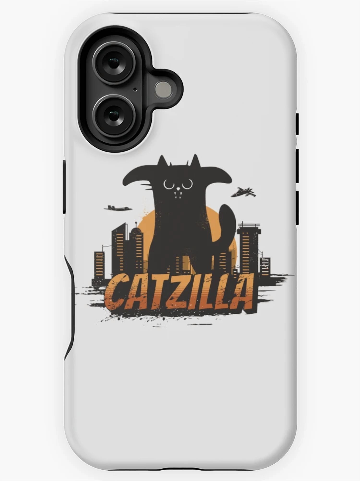 Catzilla Funny Cartoon Cat Design Phone Case for 16/15/14/13/12/11 Pro ...