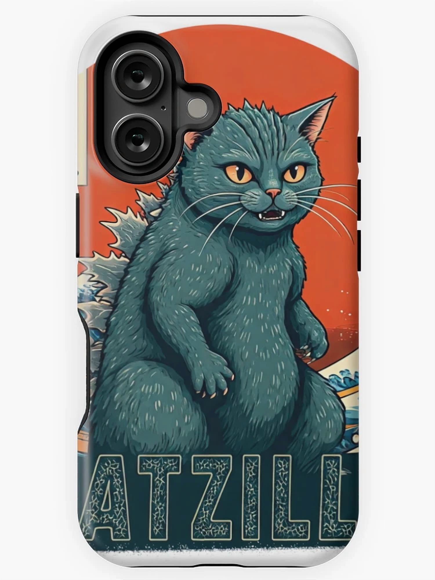 Catzilla Funny Cat Cartoon Character Phone Case for 11/12/13/14/15/16 ...