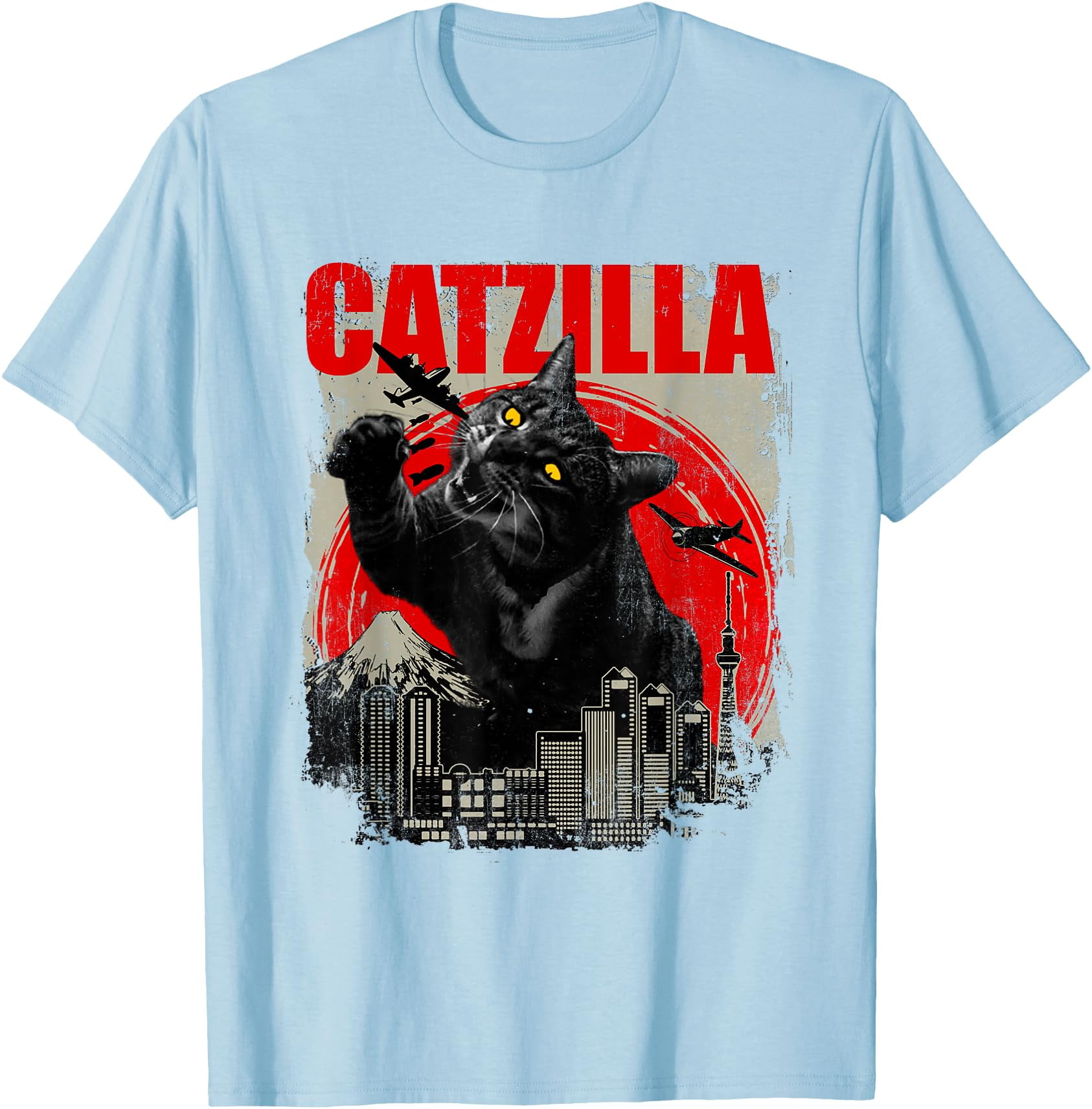 Catzilla Funny Cat Lover Kitten Kitty Unisex T-Shirt for Men Women Kids ...