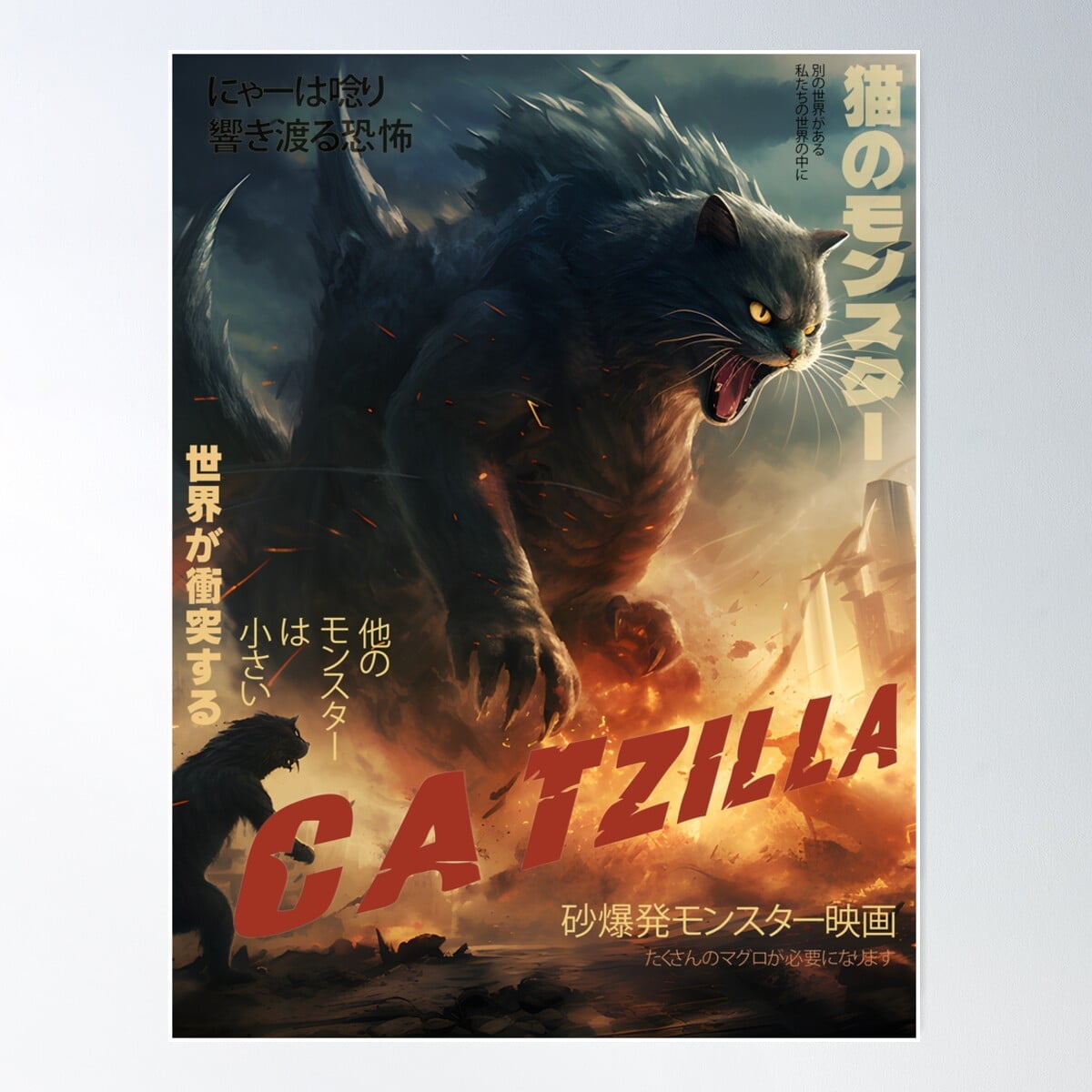 Catzilla Movie Poster Poster Wall Art, Modern Wall Decor For Living ...
