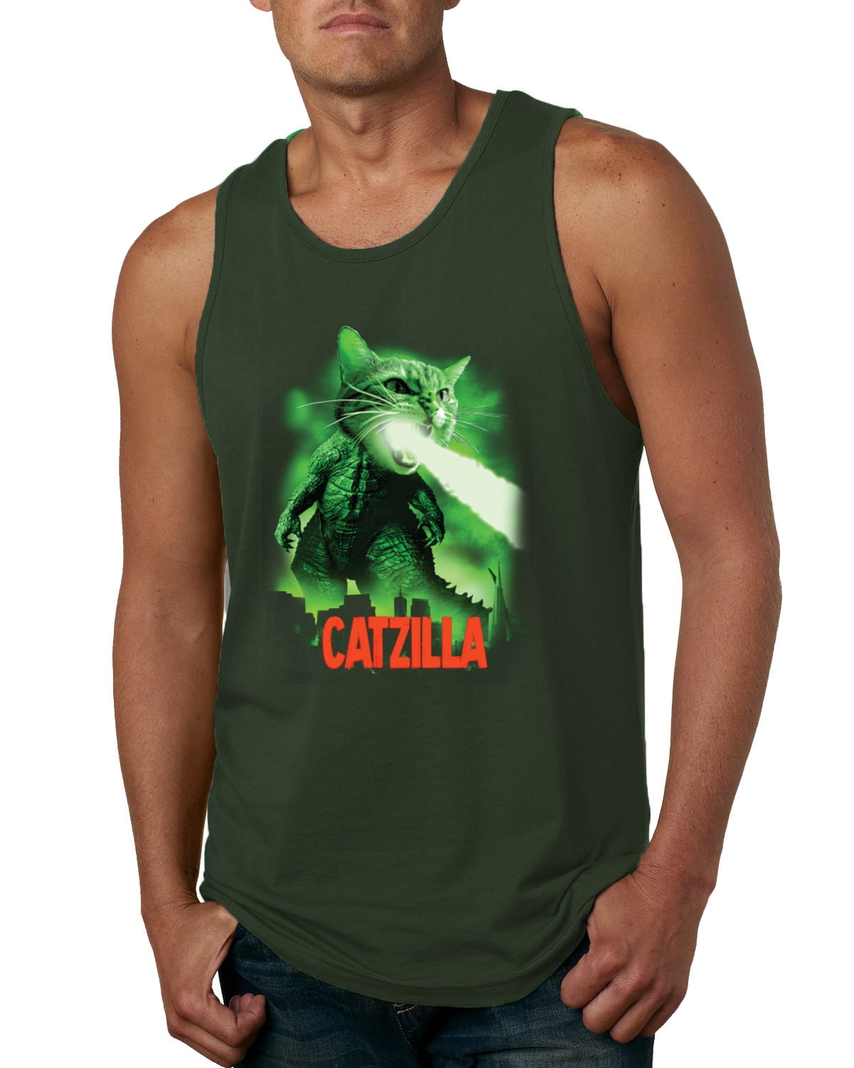 Catzilla Parody Taking Over City | Mens Cat Lover Graphic Tank Top ...
