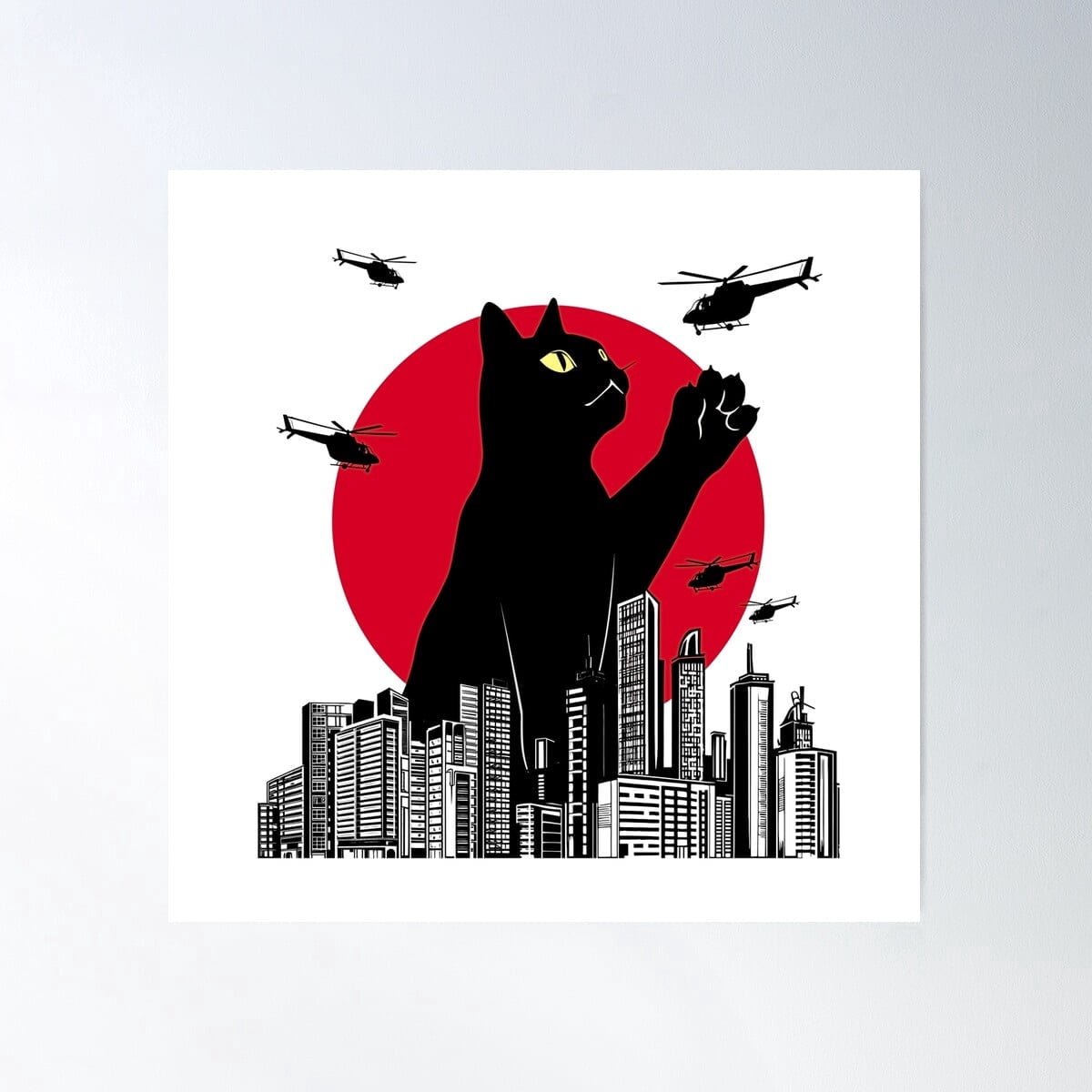 Catzilla Poster Wall Art Modern Wall Decor For Living Room Bedroom ...