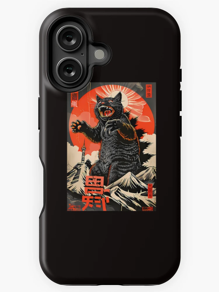 Catzilla Scary Funny Giant Cat Cartoon Phone Case for 11/12/13/14/15/16 ...