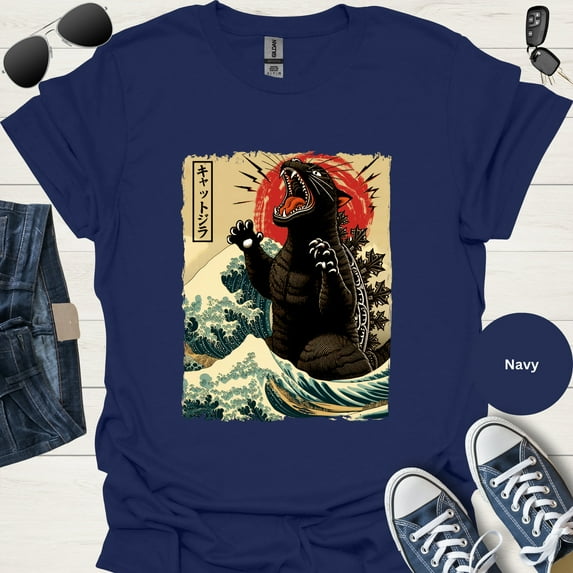 Catzilla Shirt Cat Shirt Gift for Cat Owner Shirt Great Wave Funny ...