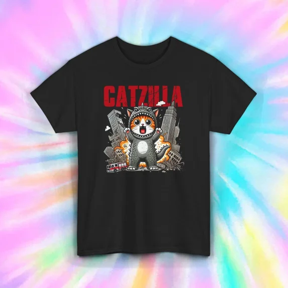 Catzilla Shirt Funny Cat Monster Destroy City Graphic - Walmart.com
