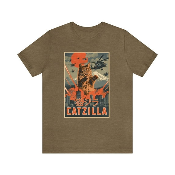 Catzilla Shirt, Retro Japanese Movie Poster T-shirt, Funny Cat Tshirt ...