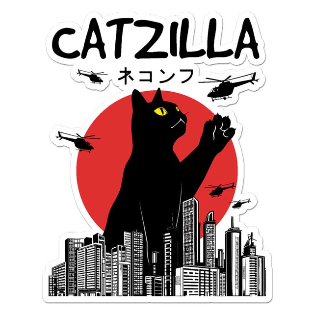 Catzilla Sticker Indoor Outdoor Phone Decal Water Bottle Stickers Car ...