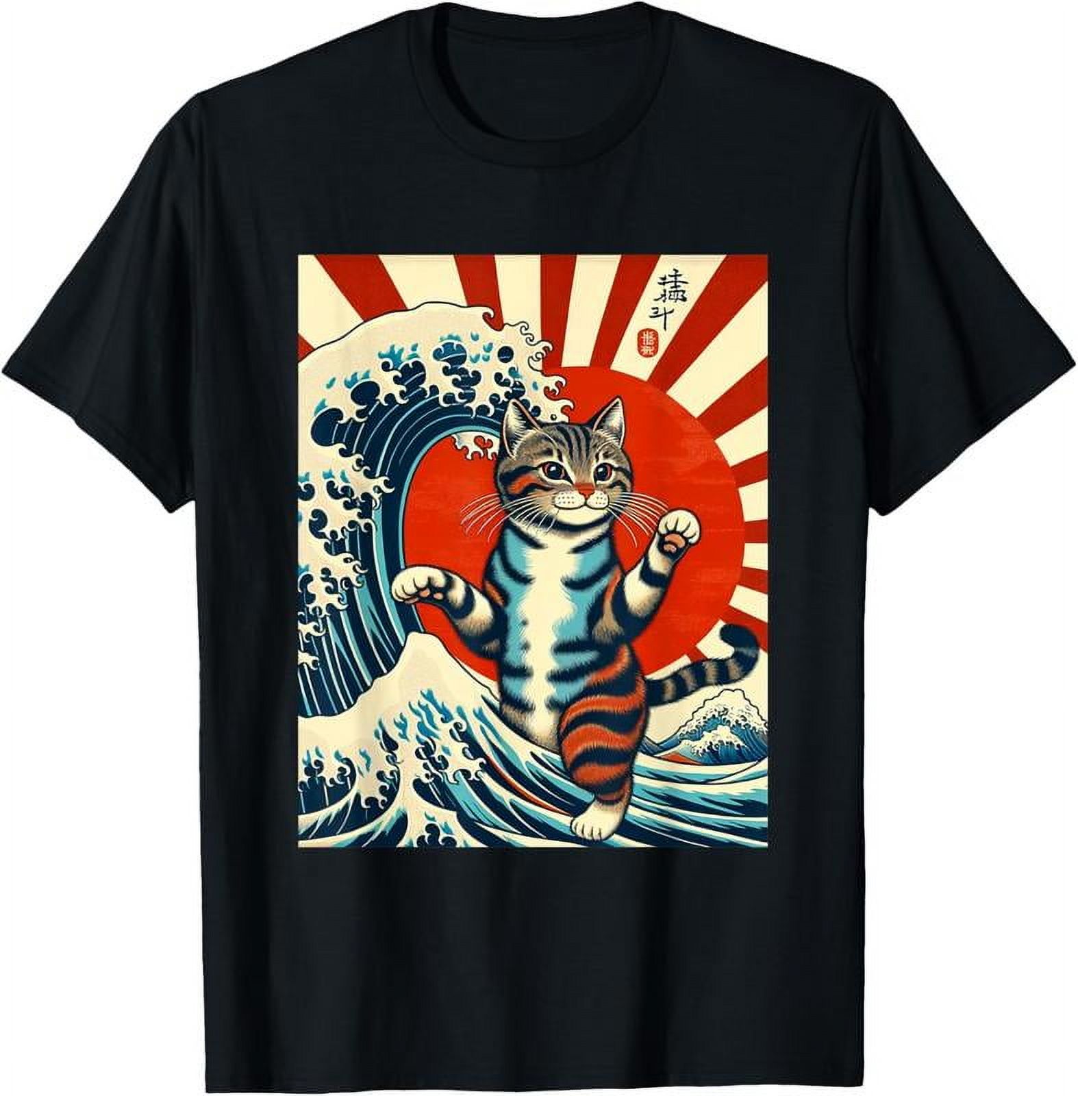 Catzilla The Great Wave off Kanagawa Great Wave Catzilla Gifts Unisex ...