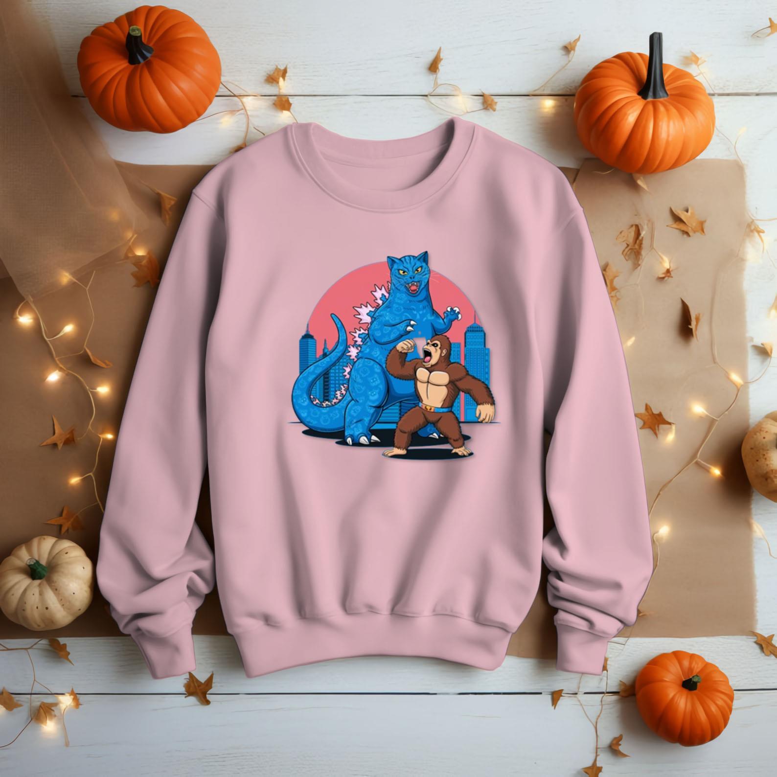 Catzilla vs Kong chibi sweasweat shirt- New - Walmart.com