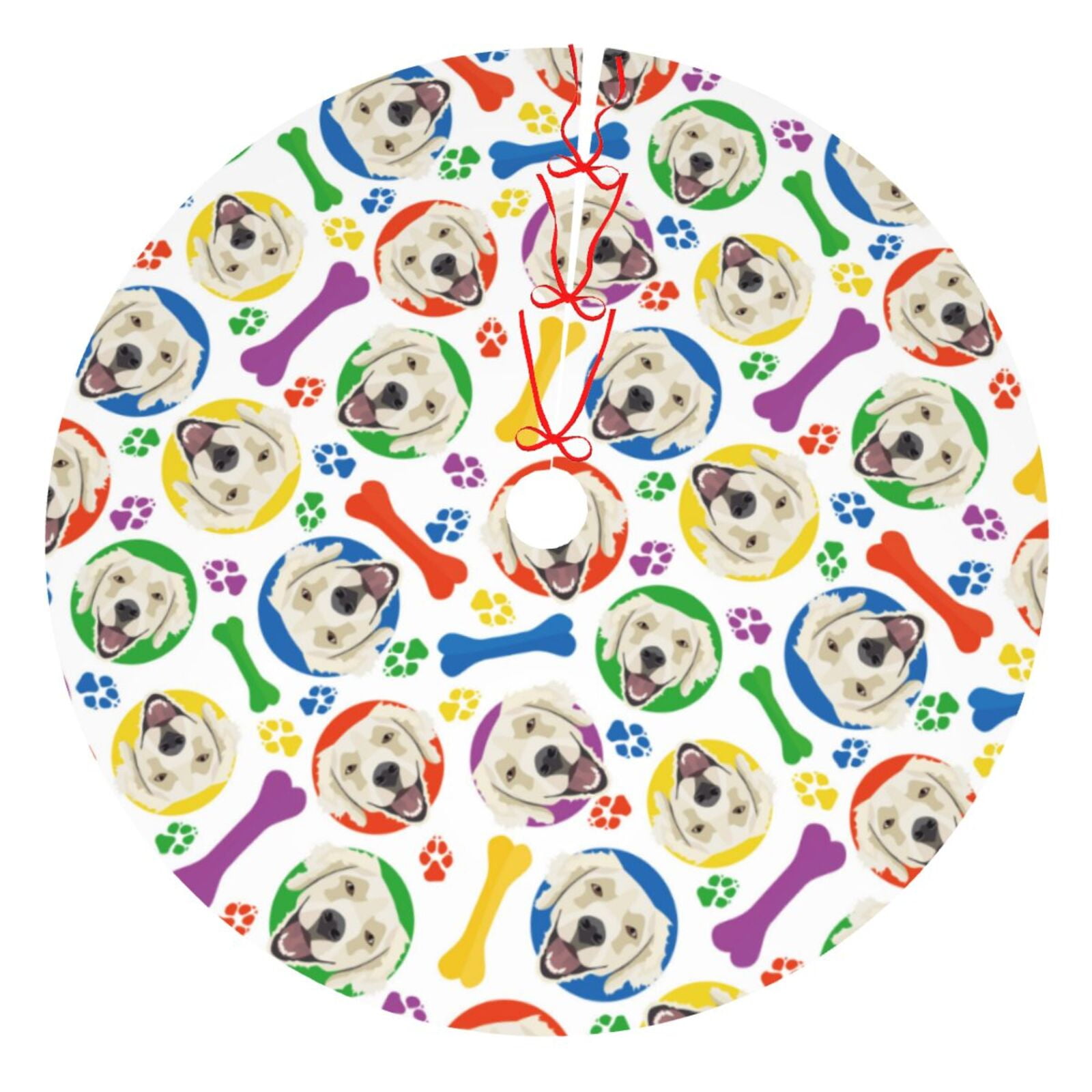 Cauagu 30" Christmas Tree Skirt Cartoon Labrador Retriever Pattern ...