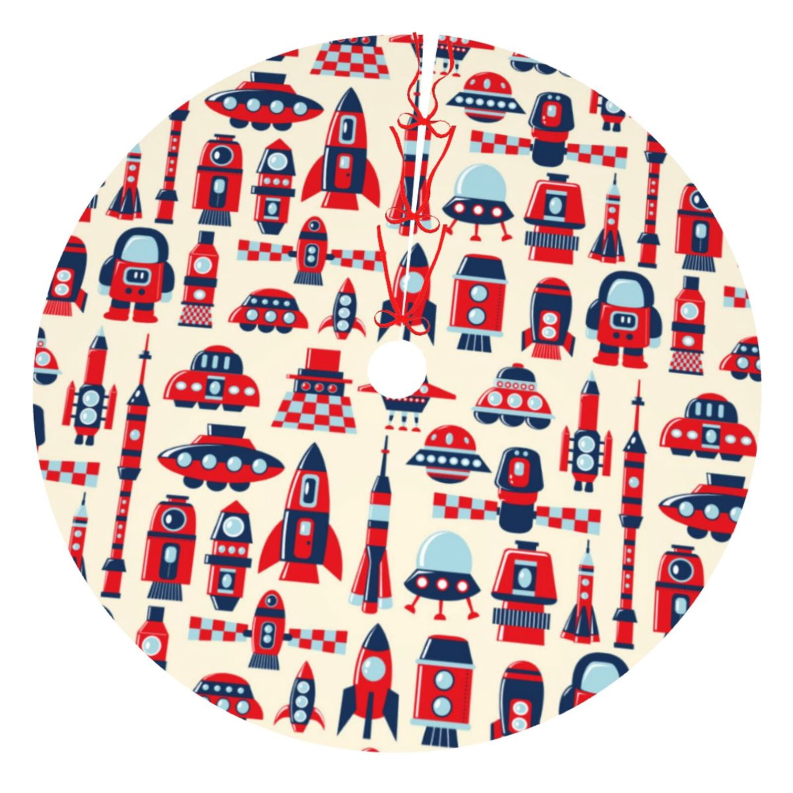 Cauagu 30" Christmas Tree Skirt Rocket Pattern Pattern Christmas Tree ...