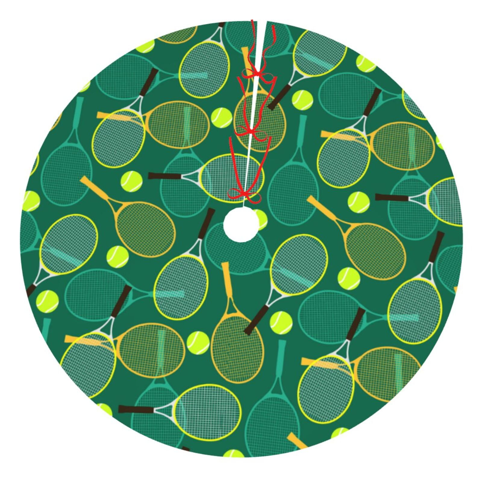 Cauagu 30" Christmas Tree Skirt Tennis Rackets and Balls Pattern ...
