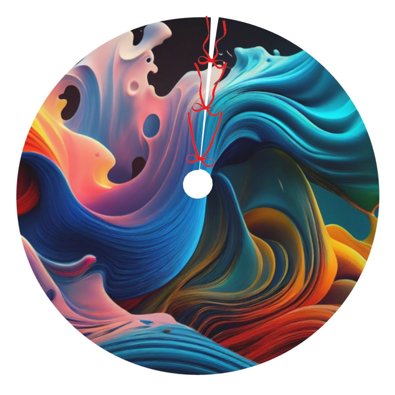Cauagu 30" Christmas Tree Skirt Vibrant Fluid Motion Art Pattern ...