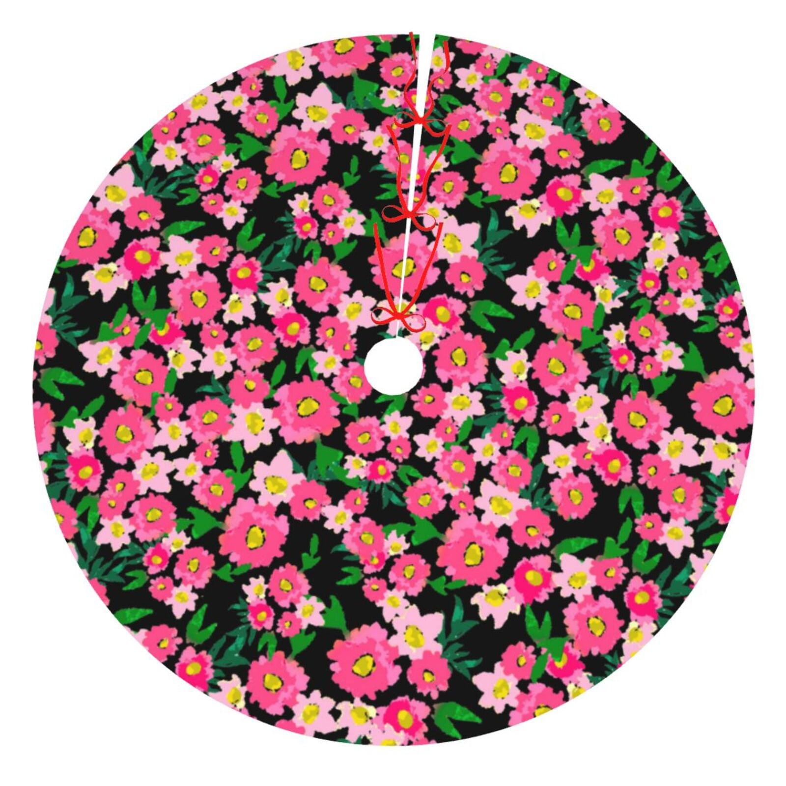 Cauagu 36" Christmas Tree Skirt Blooming Meadow Pattern Christmas Tree ...