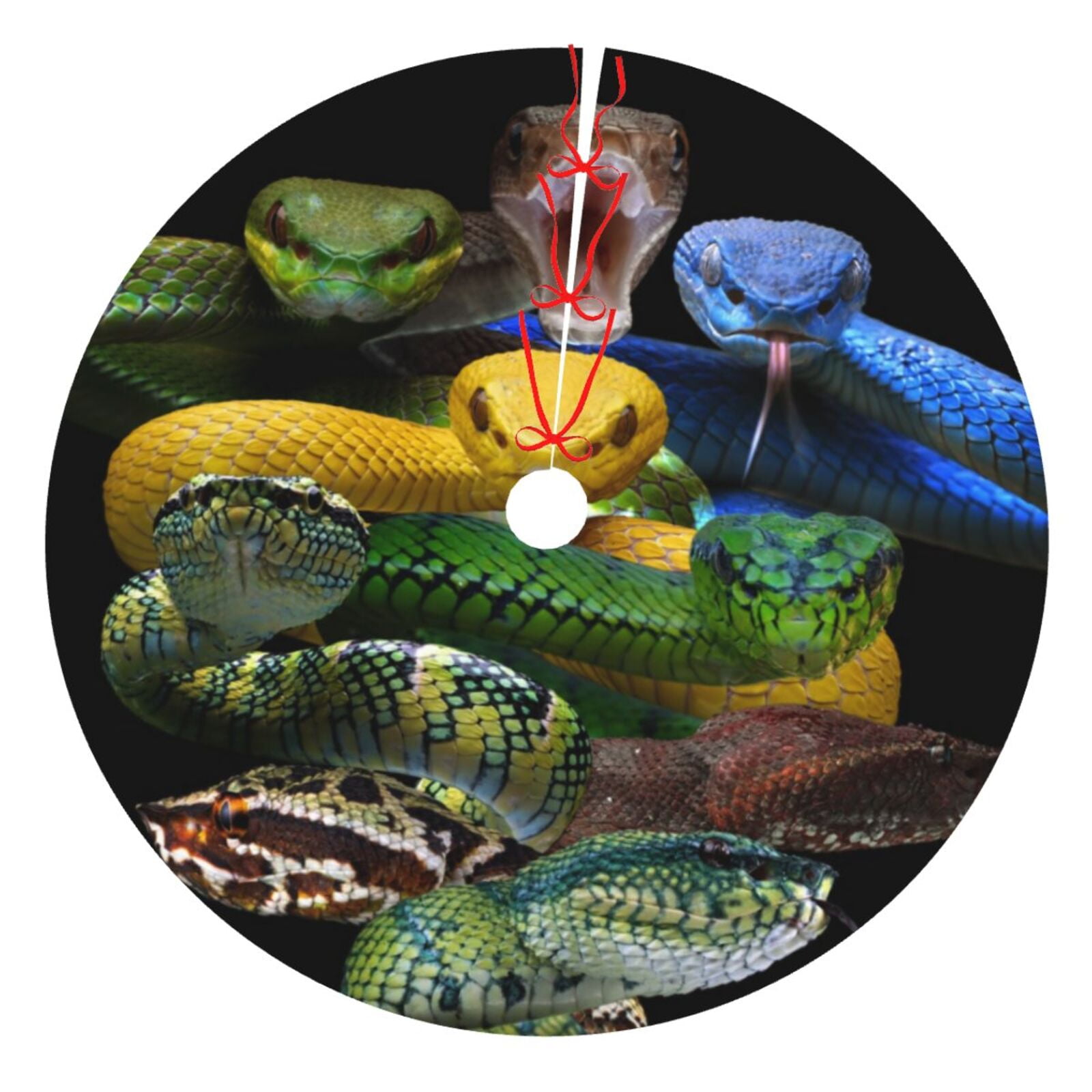 Cauagu 36" Christmas Tree Skirt Colorful Viper Snake Pattern Christmas ...