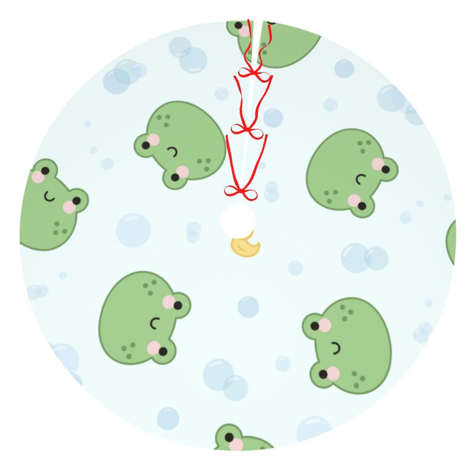 Cauagu 36" Christmas Tree Skirt Kawaii Frogs Pattern Christmas Tree ...