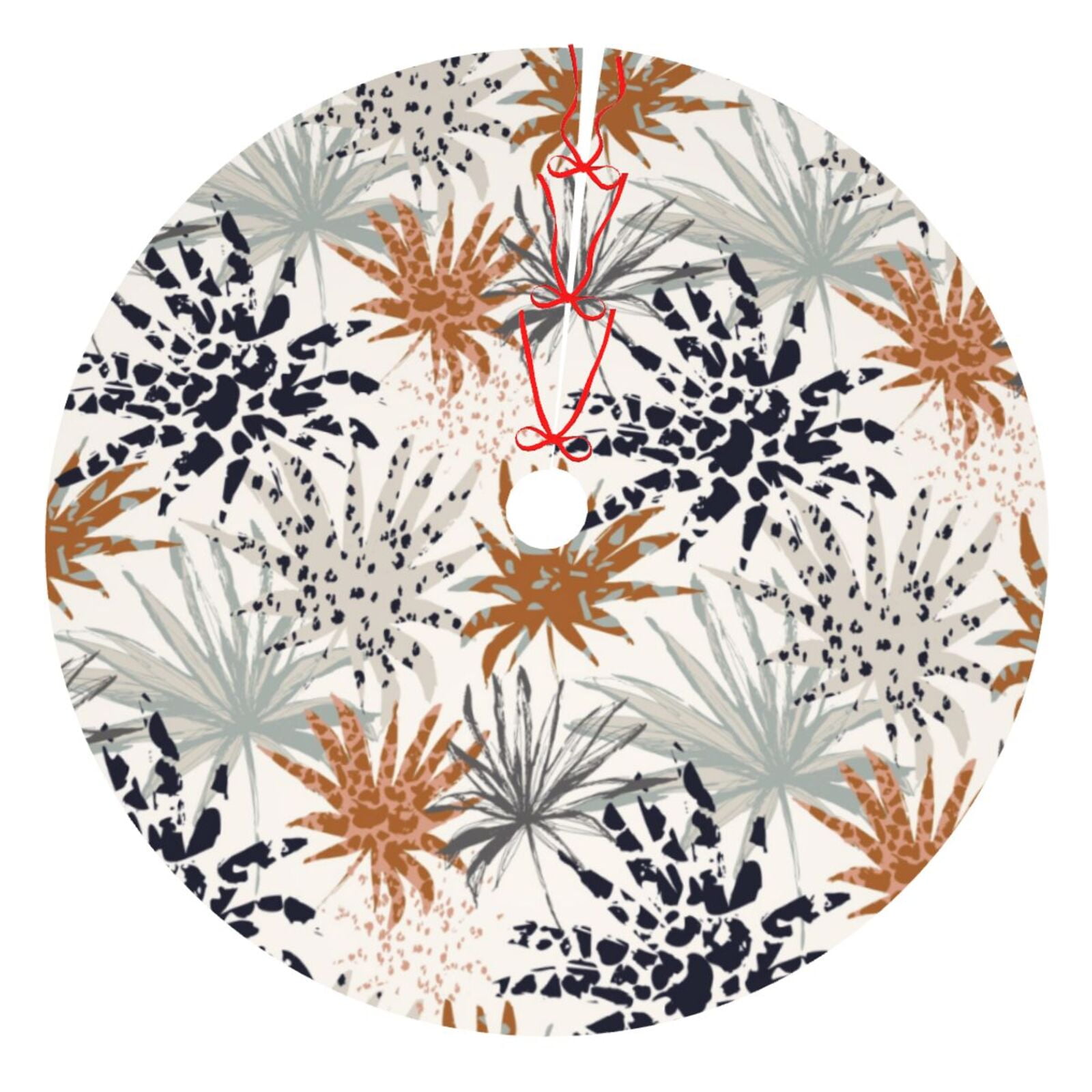 Cauagu 36" Christmas Tree Skirt Tropical Leaves Pattern Christmas Tree ...