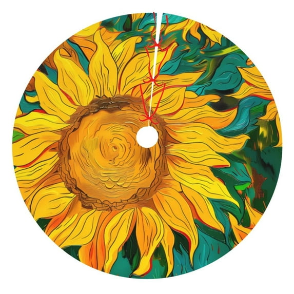 Cauagu 36" Christmas Tree Skirt Vibrant Sunflower Painting Pattern ...