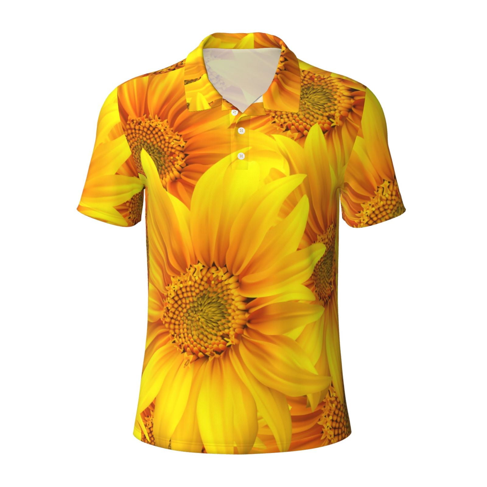 Cauagu 3D Sunflowers Print Men's Polo Shirts, Short-Sleeve Polo Shirts ...