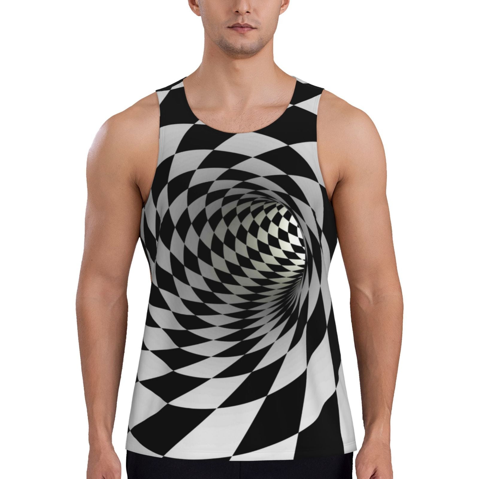 Cauagu 3D Vortex Illusion Print Men's Sleeveless Muscle Shirts,Tank ...