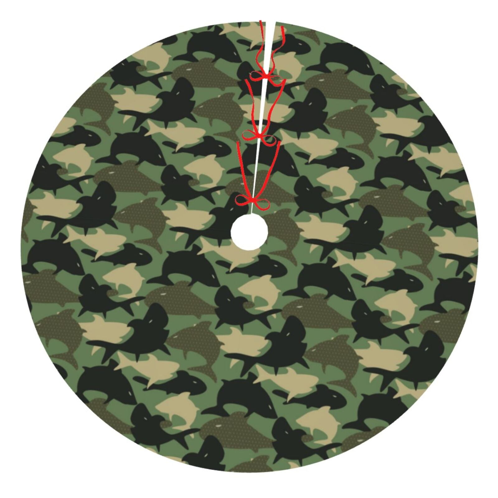 Cauagu 48" Christmas Tree Skirt Camouflage Shark Pattern Christmas Tree ...