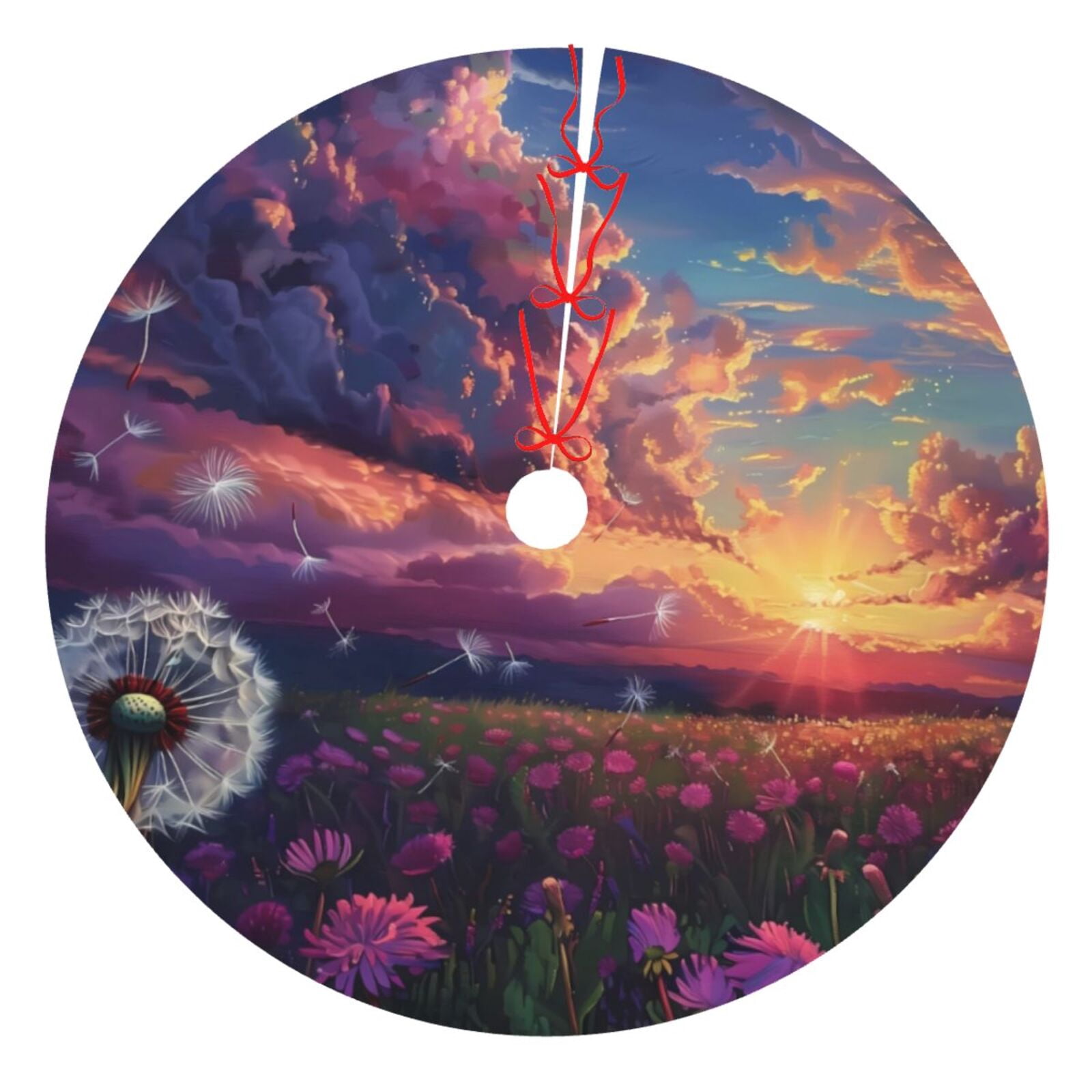 Cauagu 48" Christmas Tree Skirt Dreamy Dandelion Sunset Pattern ...