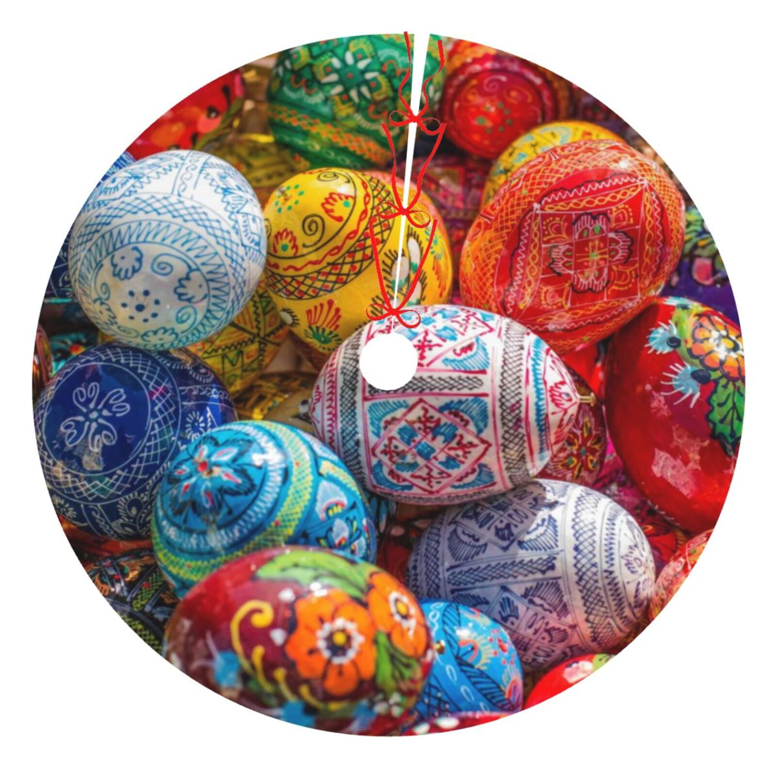 Cauagu 48" Christmas Tree Skirt Easter Eggs Pattern Christmas Tree ...