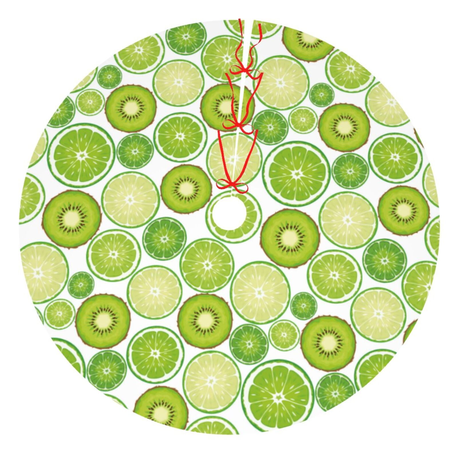 Cauagu 48" Christmas Tree Skirt Kiwi Lemon Pattern Christmas Tree ...
