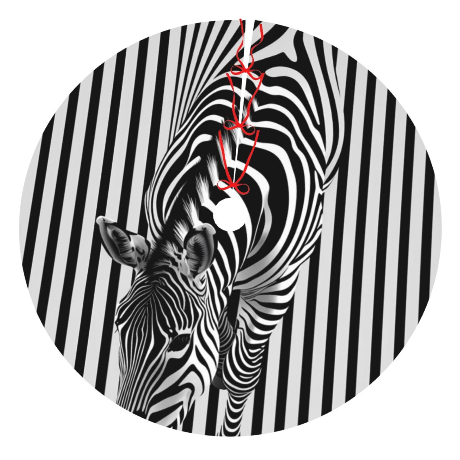 Cauagu 48" Christmas Tree Skirt Optical Zebra Illusion Pattern ...