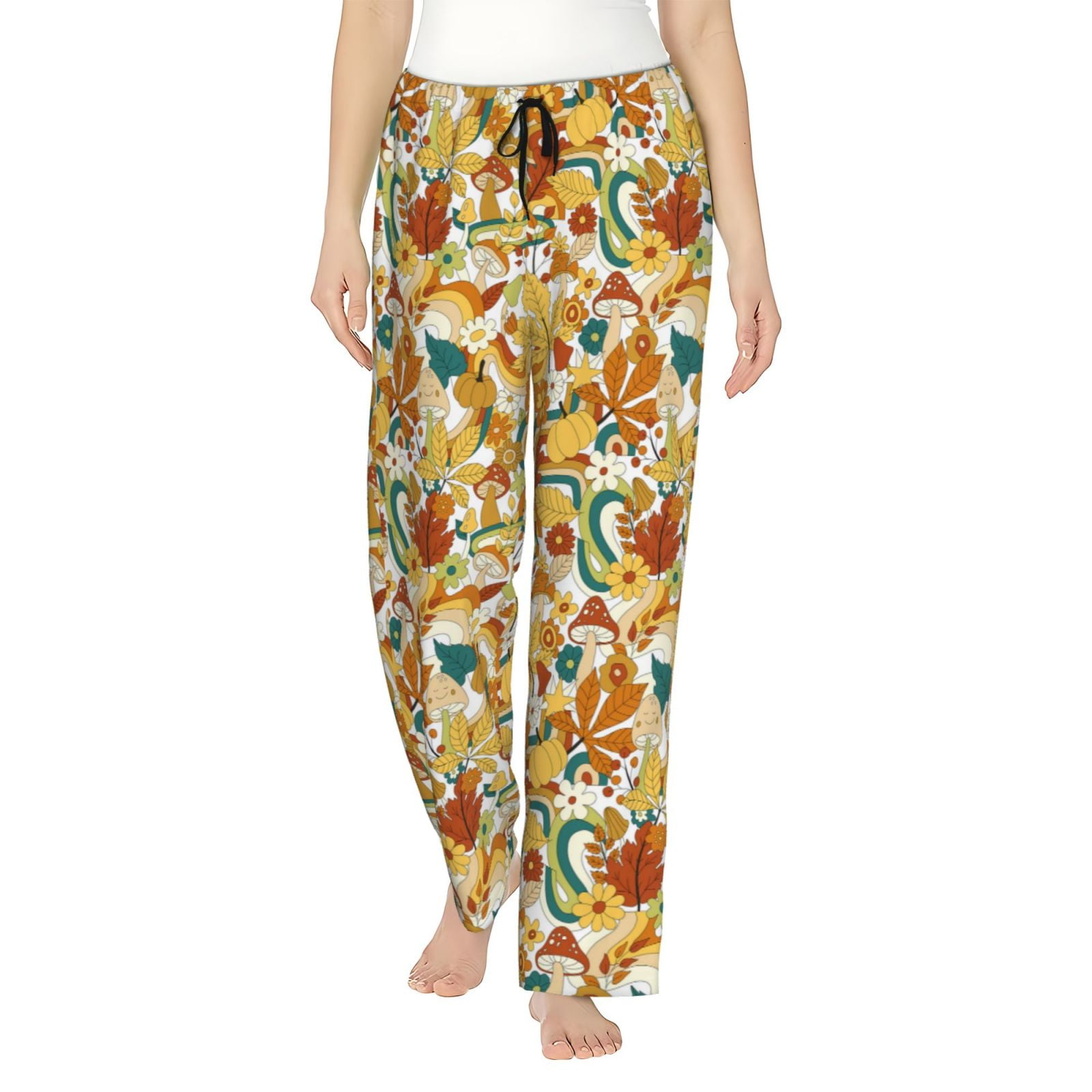Cauagu 70s Groovy Hippie Pajama Pants for Women Loose Fit Wide Leg ...
