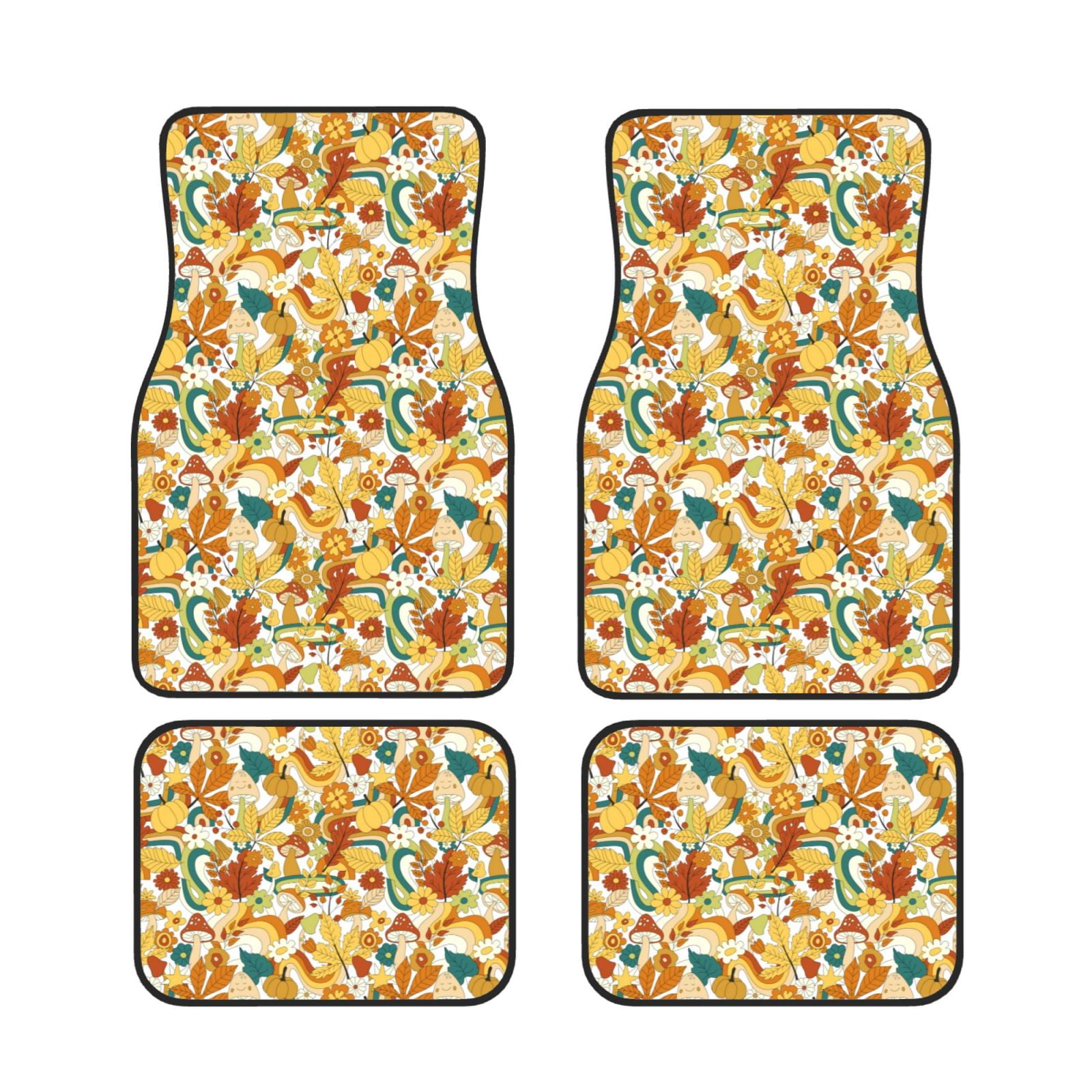 Cauagu 70s Groovy Hippie Pattern Car Floor Mat Set of 4,Car Carpet Mats ...