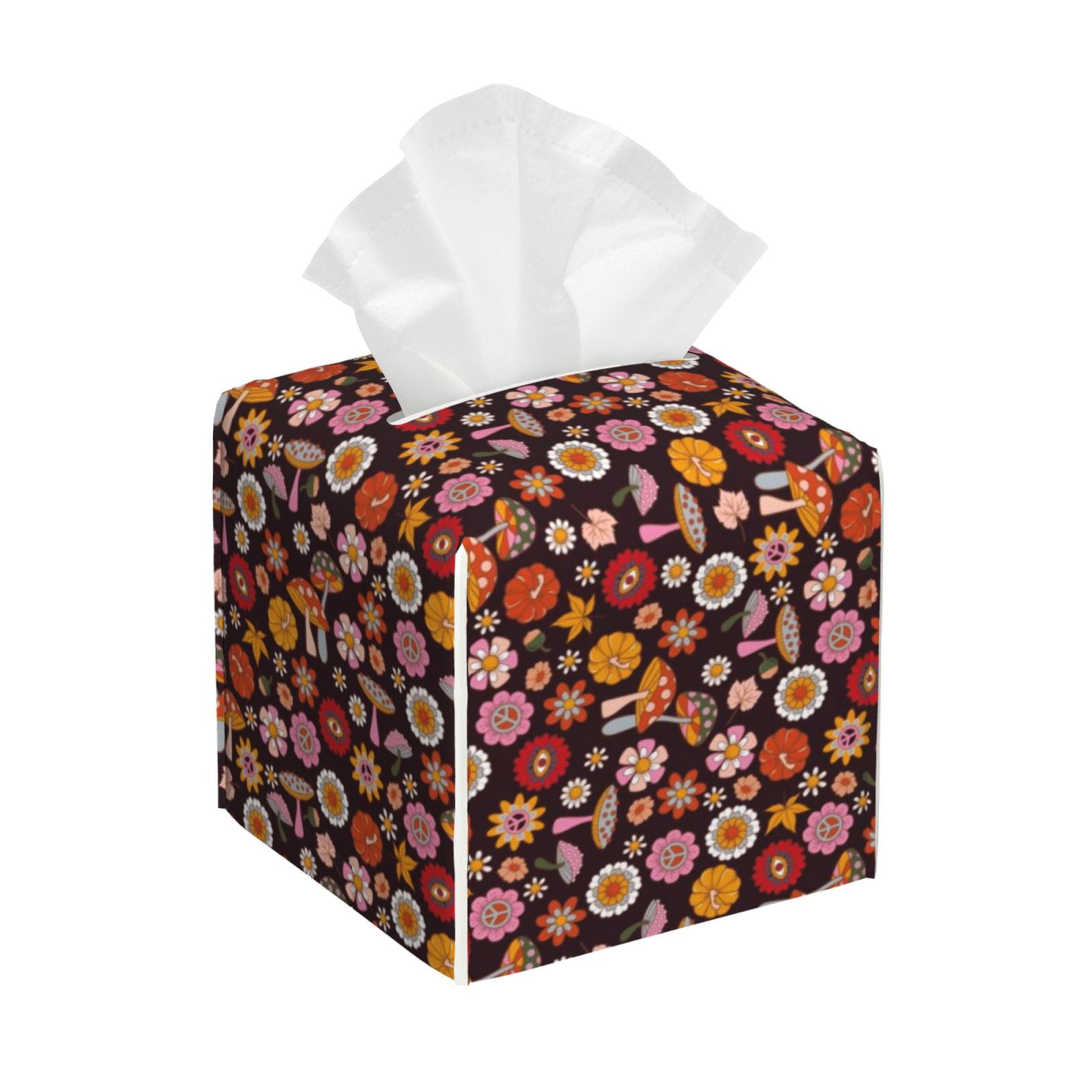 Cauagu 70s Groovy Hippie Retro Print Tissue Box Cover,Leather Square ...
