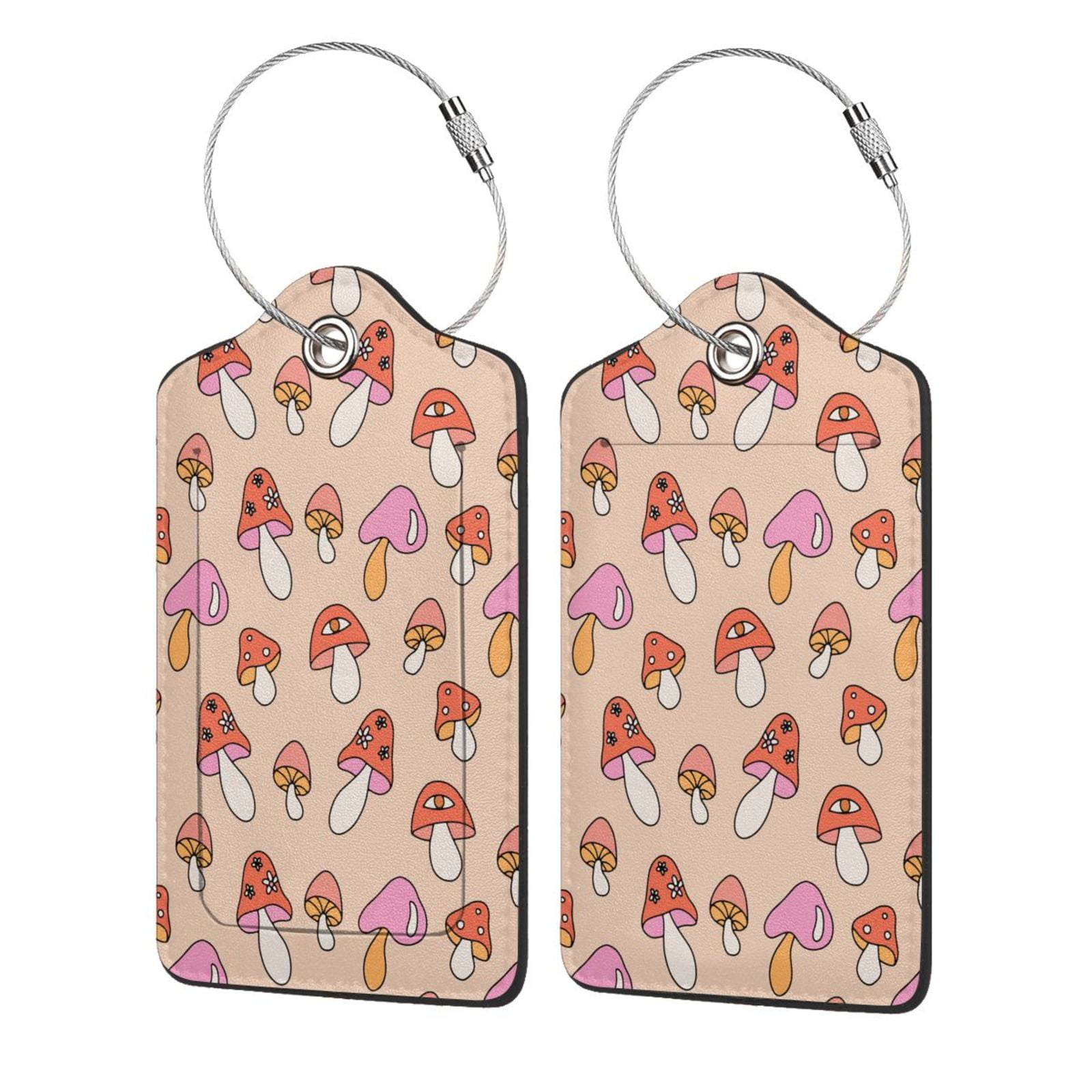 Cauagu 70s Mushroom Pattern Luggage Tags,Leather Luggage Tags ...