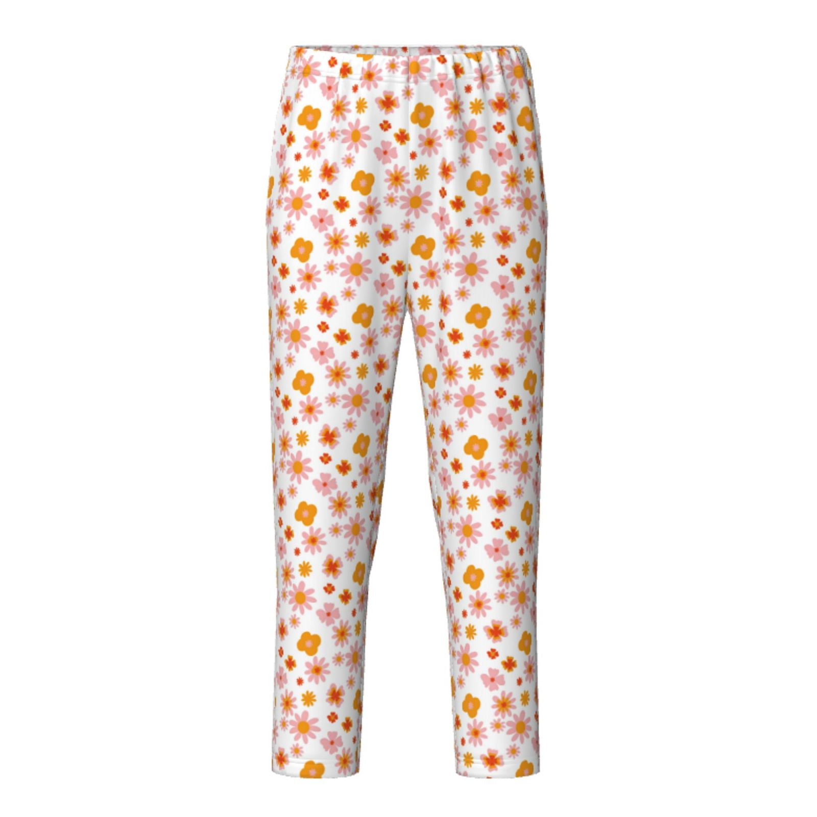 Cauagu 70s Retro Flowers for Cute Pajamas Pants,Elastic Waist Pajama ...