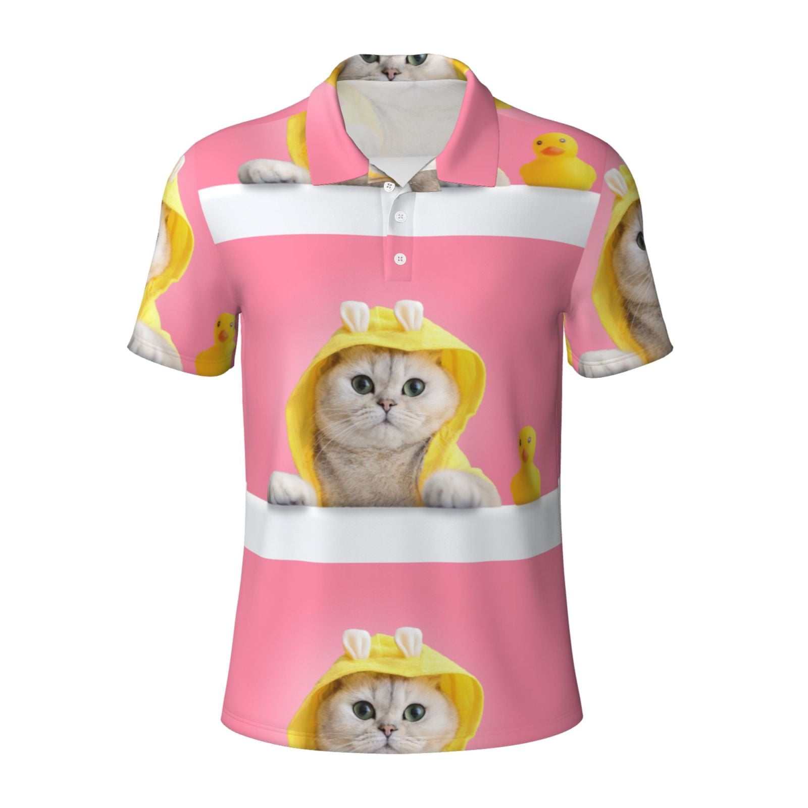 Cauagu A Funny Cat Print Men's Polo Shirts, Short-Sleeve Polo Shirts ...