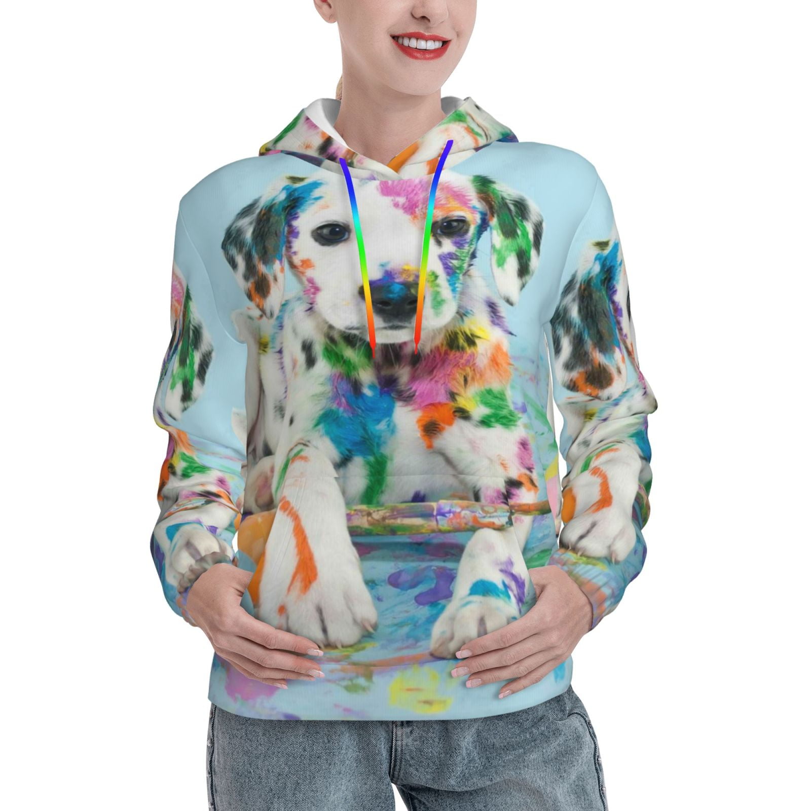 Cauagu A Funny Little Dalmatian Puppy for Women's Hooded Sweatshirts Pullover Hoodie for Women ...