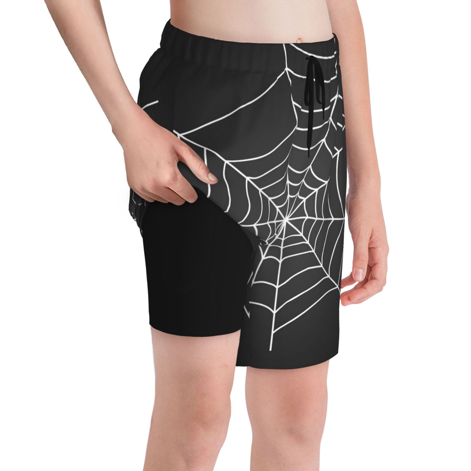 Cauagu A Web With A Spider Print Swim Trunks for Men,Youth Boys Swim ...