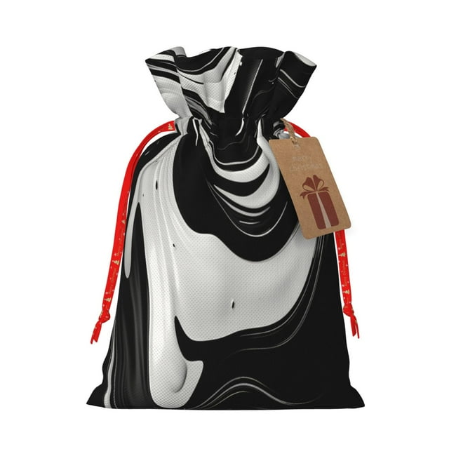 Cauagu Abstract Black White Swirls Pattern Christmas Gift Bag ...
