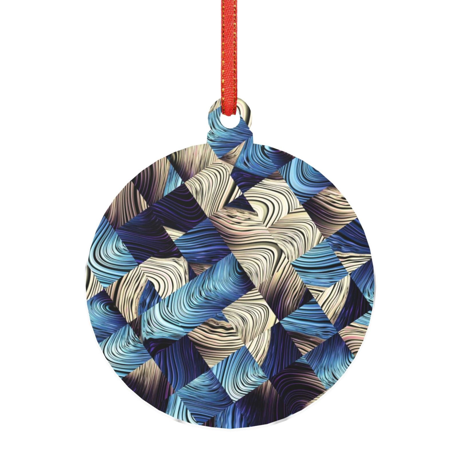 Cauagu Abstract Blue Squares Pattern Acrylic Christmas Pendant,1-Pack ...